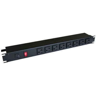 Hammond 1589T8D1BKRR Horizontal Rackmount Outlet Strip, 8 Outlets, 20A ...