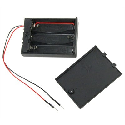 BusBoard PW-3AA AA Battery Holder - 3 Cells, Enclosed Switch with Wired ...