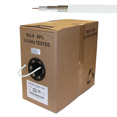 RG6U-1000-WHT RG6 Shielded Coax, 1000ft roll, White